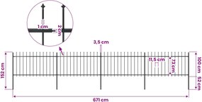 Zahradní plot s kopím nahoře ocelový 671 x 100 cm černý 277614