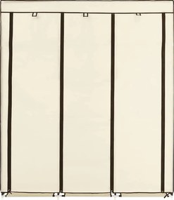 Šatní skříň s přihrádkami a tyčemi krémová 150x45x175 cm textil 282455