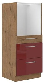 Kuchyňská skříňka pod troubu se zásuvkami Woodline 60 DPS-145 3S BB, Barva: Dub lancelot / bíly lesk