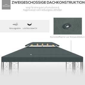 Outsunny náhradní střecha pavilonu 3x3m pro kovový pavilon zahradní pavilon párty stan polyesterový zahradní stan v uhlíkově šedé barvě | Aosom.de