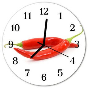 Nástenné skleněné hodiny paprika