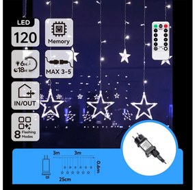 Aigostar - LED Ven. ván. řetěz 120xLED/6W/230V/8 funkcí 3x0,6m IP44 stud bílá+DO