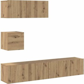 Sada 4 kusů nástěnné TV skříňka dub artisan kompozitní dřevo 3329220