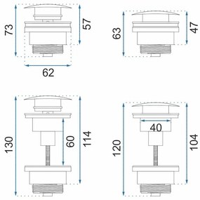 Rea Rea, univerzální umyvadlová odtoková zátka, ClickClack, zlatá matná, REA-A8585