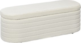 HOMCOM Ložnicová lavice s úložným prostorem a dřevěnými nohami, vysoká stabilita, plyšové rouno, nosnost 120 kg, 116x41x40,5 cm, krémově bílá
