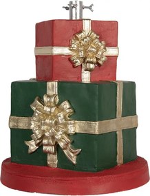 Červeno-zelený stojan na stromek ve tvaru dárků Christmas Gift - Ø 44*54 cm
