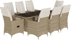 9dílný zahradní bistro set s poduškami béžový polyratan 3276944
