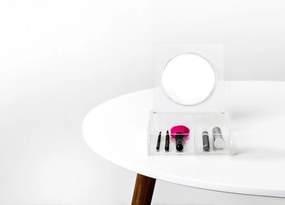 Organizér na kosmetiku se zrcátkem Compactor – 2 přihrádky, čirý plast