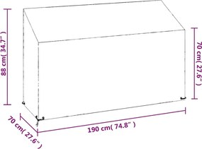vidaXL Plachta na zahradní lavici 8 oček 190 x 70 x 70/88 cm PE [319340]