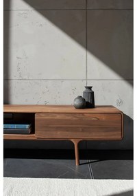 Hnědý TV stolek z dubového dřeva 220x45x45 cm Fawn – Gazzda