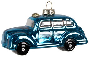 Vánoční skleněná ozdoba modré auto - 9*4*5 cm