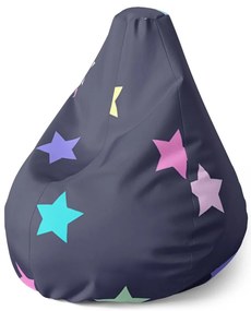 Sedací vak Pear hvězdy na modré - dětský, barevná