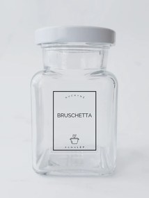 Samolepka na kořenky BRUSCHETTA průhledná 3 × 4 cm základní písmo