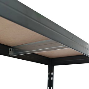 Kovový regál RIVET PRO 252x90x45 DTD dřevotříska 7 úrovní antracitová šedá