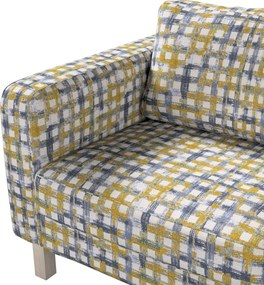 Potah na pohovku IKEA  Karlstad 2-místná, nerozkládací, krátký barva modrá látka pletený vzor, vzorované