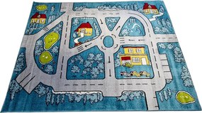 HU Modrý dětský koberec Kids Cesta Ihrisko 304 Blue Rozměr: 60x100 cm