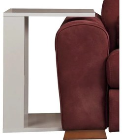 Leskle bílý odkládací stolek ve tvaru C