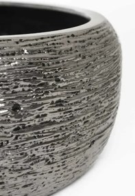 Kulatý květináč POTTA, sklolaminát, průměr 31 x výška 13 cm, stříbrná