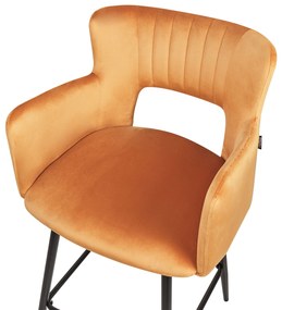 Sada 2 sametových barových židlí oranžové SANILAC Beliani