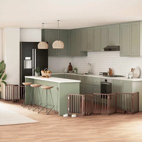 Zábrana pro psy s dvířky skládací 9 panelů hnědá 450 cm topol 3155547