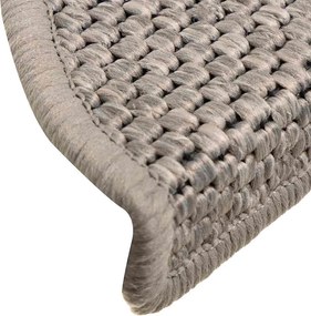 Samolepicí nášlapy na schody sisal 15 ks 56x17x3 cm stříbrné 326859