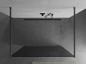 Mexen Kioto, sprchová zástěna Walk-In 140 x 200 cm, 8mm šedé sklo, grafitový profil, 800-140-002-66-40
