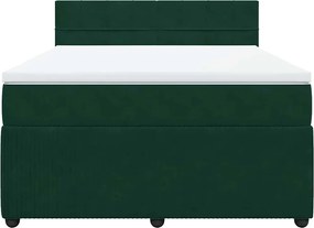 Box spring postel s matrací tmavě zelená 140x200 cm samet 3287761
