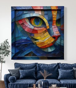 Obraz na plátně - Kočka mozaiková FeelHappy.cz Velikost obrazu: 120 x 120 cm