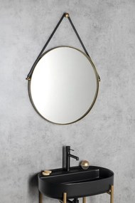 Sapho Sapho, ORBITER zrcadlo kulaté s popruhem, ø 60cm, zlatá mat, ORT060G