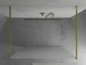 Mexen Kioto, průchozí sprchová zástěna 100 x 200 cm, 8mm sklo námraza, 2x zlatá stabilizační rozpěra, 800-100-002-50-30