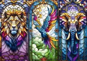 TREFL Puzzle Vitráž se zvířaty / 1000 dílků / 68,3 x 48 cm