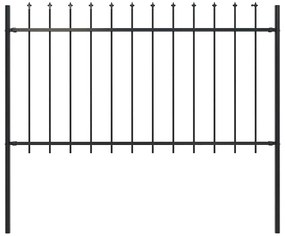 Zahradní plot s kopím nahoře ocelový 181 x 100 cm černý