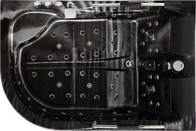 BPS-koupelny Hydromasážní vířivá vana VENEZIA 761R 180x120 PRAVÁ ČERNÝ MRAMOR s ohřevem vody