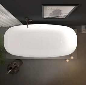 Erga Aspen, volně stojící vana 170x78 cm + odtoková zátka, bílá lesklá, ERG-ASPEN-170078-WH-WH