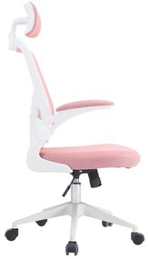 Ergonomická kancelářská židle s bederní opěrkou a opěrkou hlavy, růžová