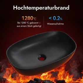 černé keramické umyvadlo BRUSSEL DU104B 60cm Velikost: 600x385x135mm