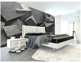 DIMEX | Vliesové fototapety na zeď 3D betonové kvádry MS-5-0176 | 375 x 250 cm| šedá