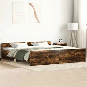 Rám postele s hlavovým a nožním čelem kouřový dub 180 x 200 cm 3203772