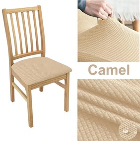 Žakárové vzorované potahy na sedátko jídelní židle (čtverečky) Barva: T1-camel (velbloudí)