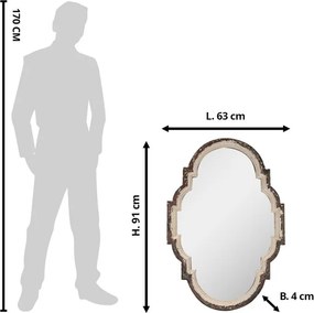 Béžovohnědé antik nástěnné zrcadlo s odřením Jilly - 63*4*91 cm