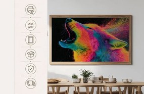 Vlčí síla barev - obraz - Neonový vlk v záři barev 82 - 70 x 100 cm - 1 149 Kč