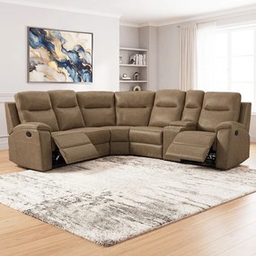 Sedací souprava MALAGA | 248x276 cm | UNIVERZÁLNÍ levá i pravá | s FUNKCÍ RELAX | hnědá látka  | EXTRA POHODLNÉ