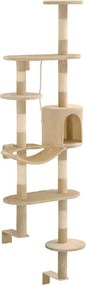 Nástěnné škrabadlo pro kočky se sisalovými sloupky 194cm béžové 170588
