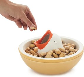 Žlutá/bílá keramická servírovací miska 250 ml Hungry Bird – Balvi