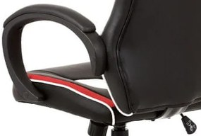 Autronic Kancelářská židle Kancelářská židle, červená-černá-bílá ekokůže+MESH, houpací mech, kříž plast černý (KA-V505 RED)