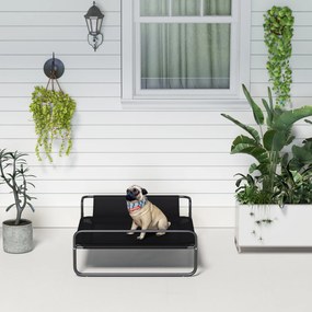 PawHut Dog Lounger Outdoor, vyvýšený pelíšek pro psy s prodyšným síťovaným potahem, pelíšek pro malé a střední psy černý 91 x 69 x 29 cm