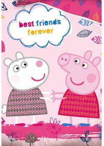 Carbotex povlečení PRASÁTKO PEPINA (PEPPA) A SUZY BEST FRIENDS, růžové, bavlna hladká, 140x200cm + 70x90cm