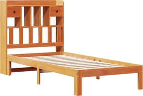 Postel s knihovnou bez matrace hnědá 75x190 cm masivní borovice 3322611