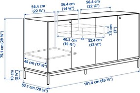 BOASTAD Příborník, černá/dýha dub, 161x52x75 cm
