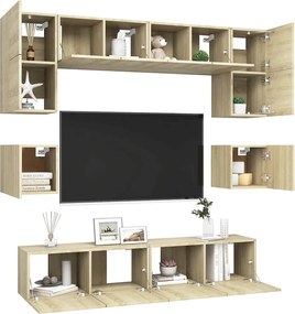 8dílný set TV skříněk dub sonoma kompozitní dřevo 3079006